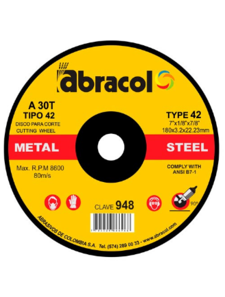 DISCO CORTE 948 7X1/8 X7/8 ABRACOL
